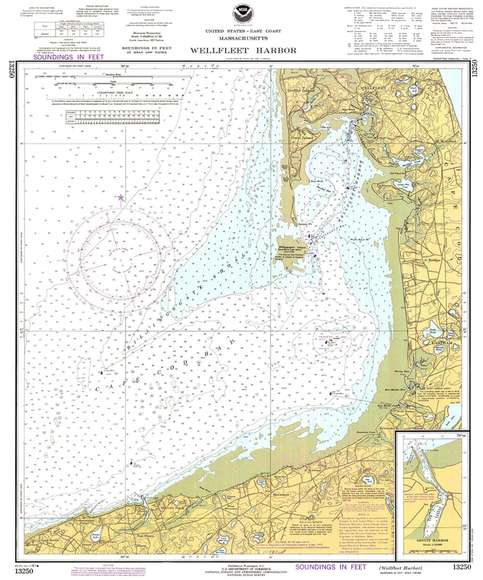 1981 Nautical Chart of Wellfleet Harbor - Etsy