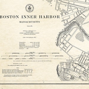 1910 Nautical Chart of Boston's Inner Harbor - Etsy
