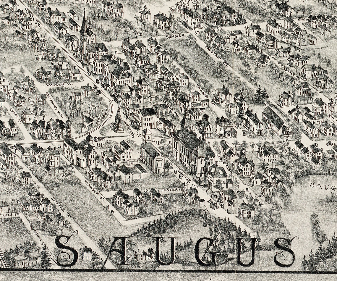 1896 Map of Saugus Massachusetts - Etsy