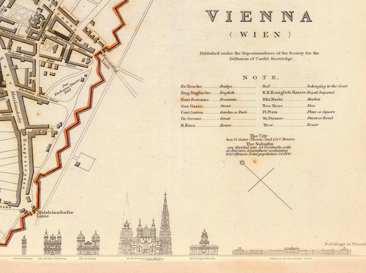 1833 Map of Vienna | Etsy