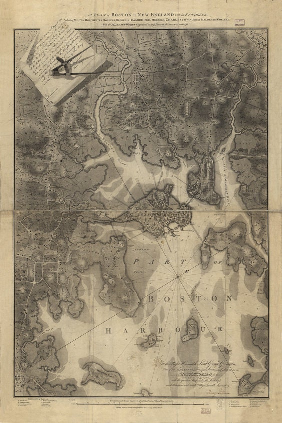 1776 Map of Boston - Etsy