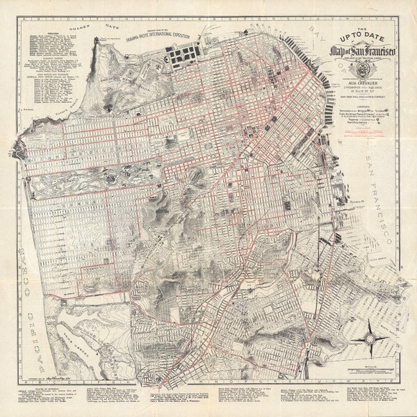 1915 Map of San Francisco - Etsy