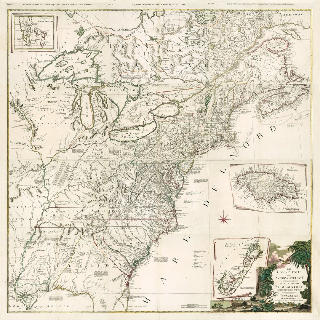 1778 Map of the United States - Etsy
