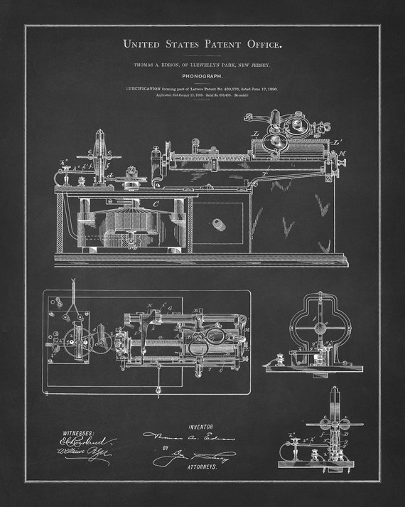 Thomas Edison Phonograph Diagram