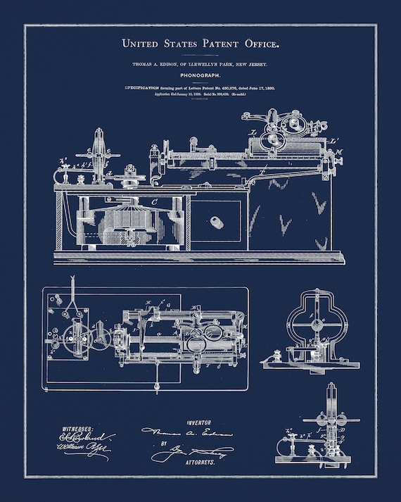 Thomas Edison Phonograph Diagram