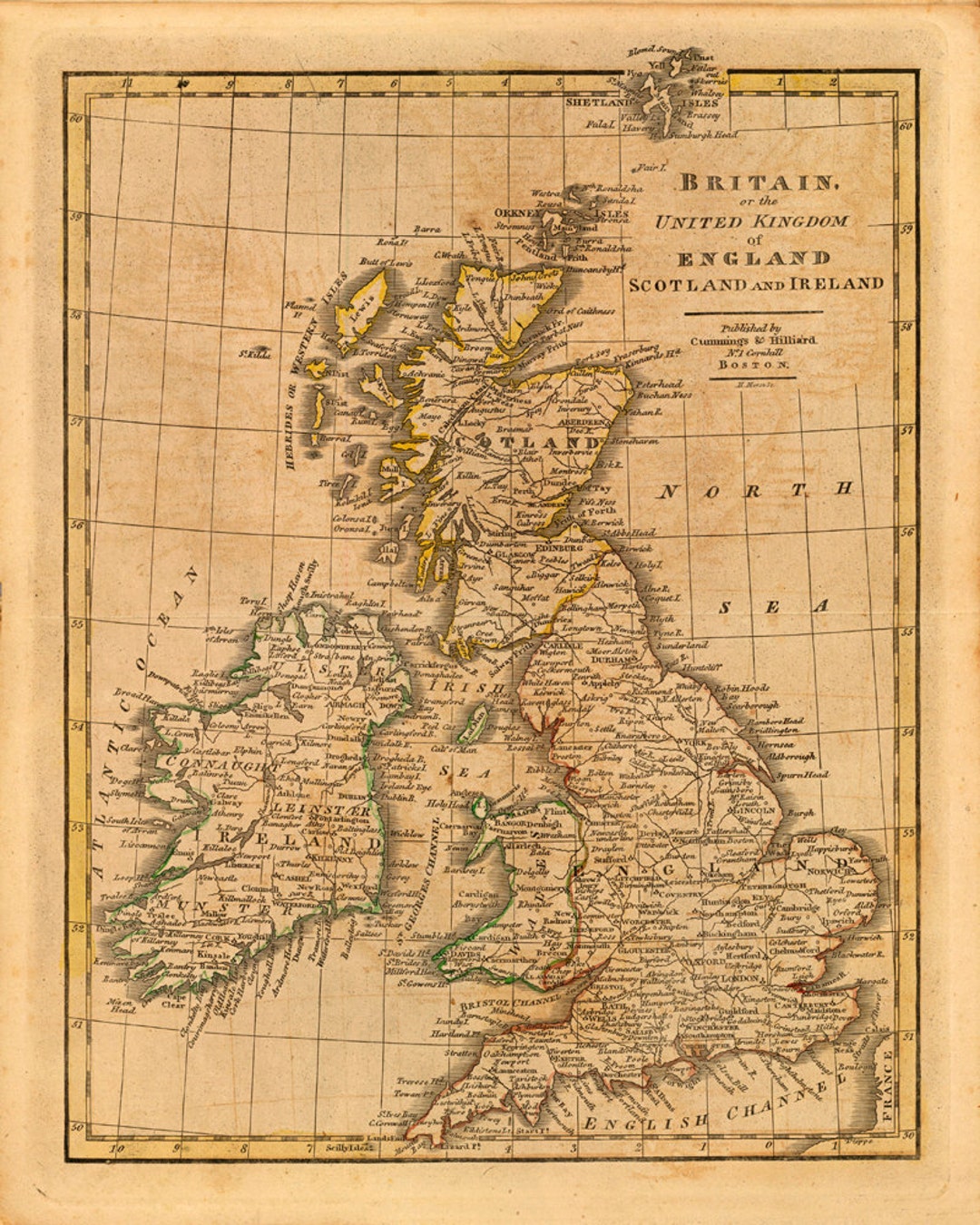 1821 Map of the United Kingdom - Etsy