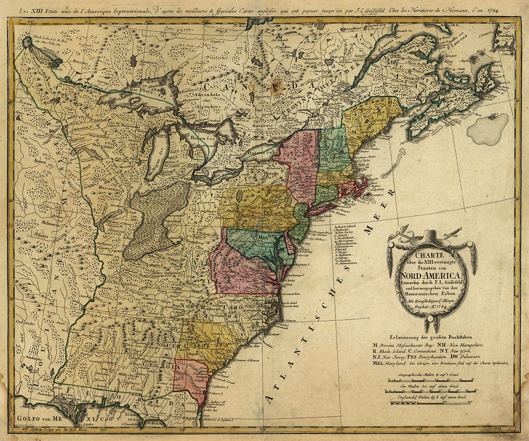 1784 Map of the United States - Etsy