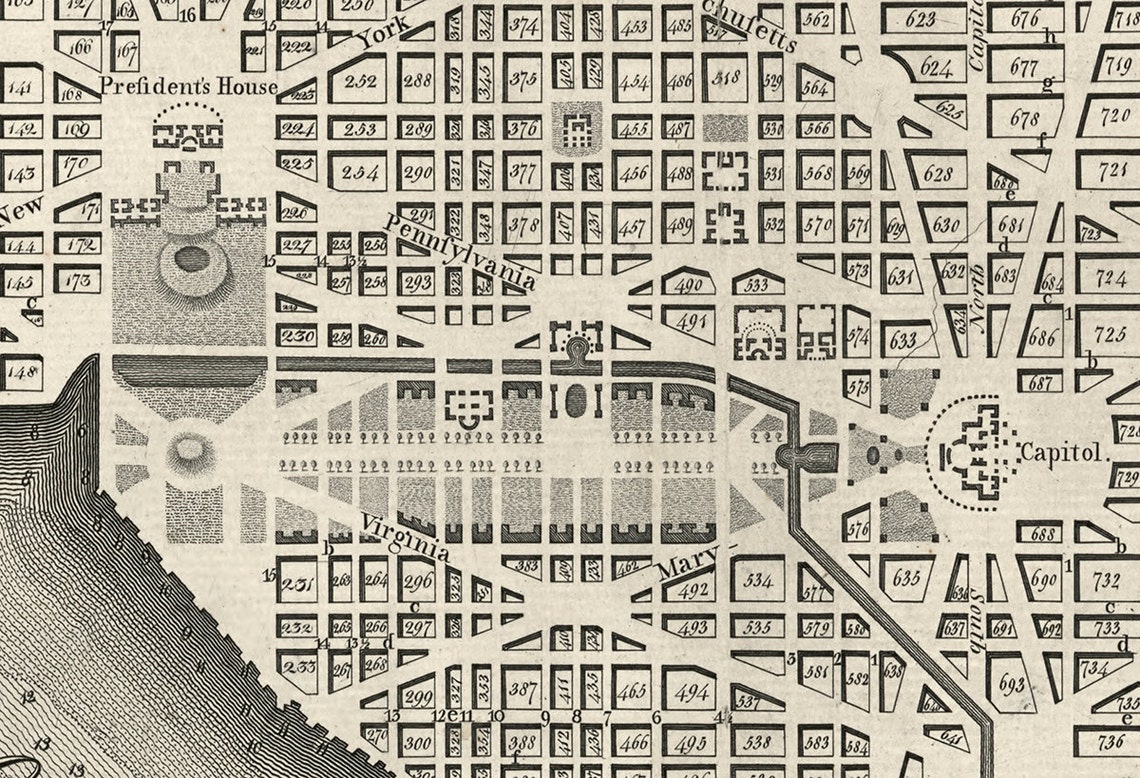 1792 Map of Washington D.C. - Etsy