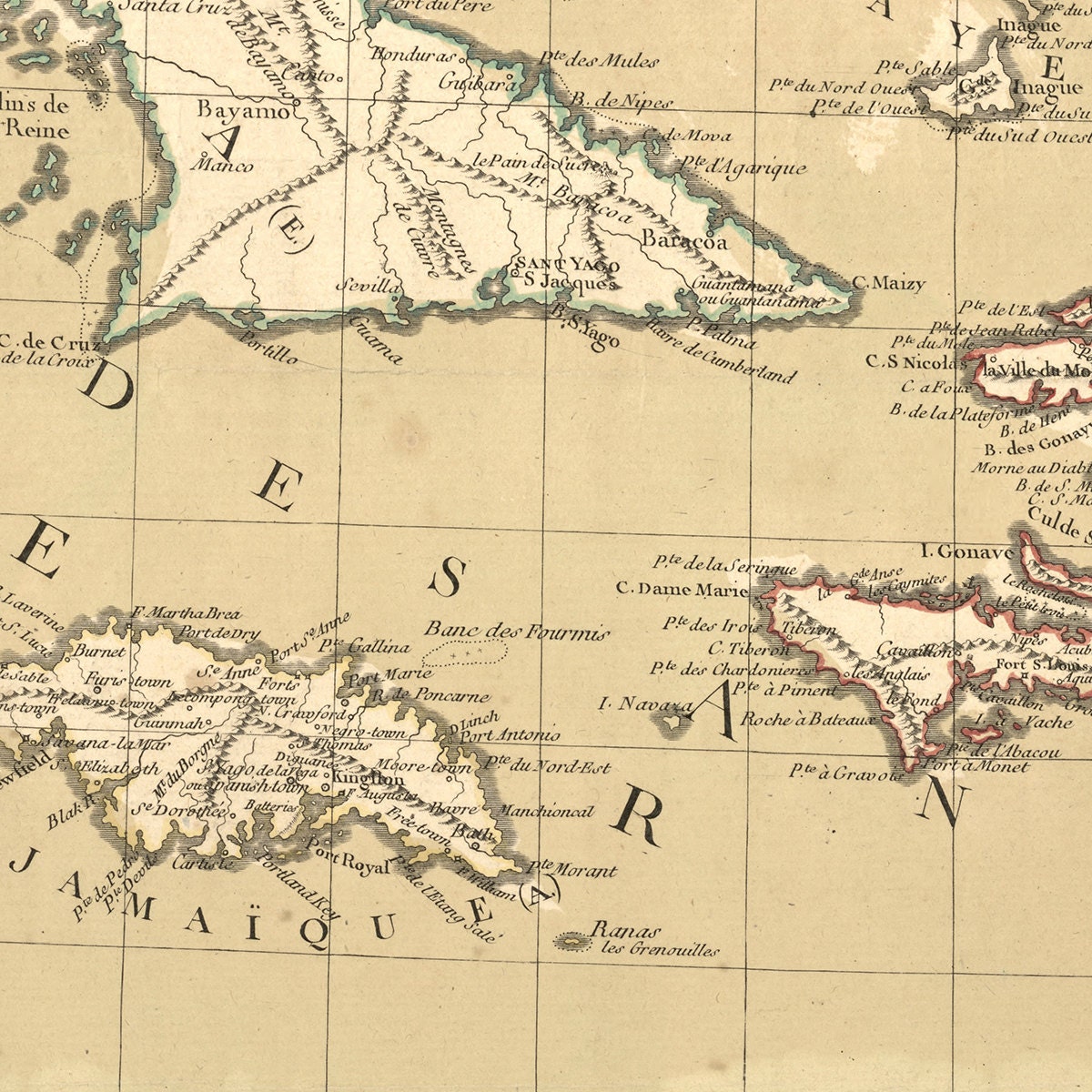 1782 Map of the Caribbean - Etsy
