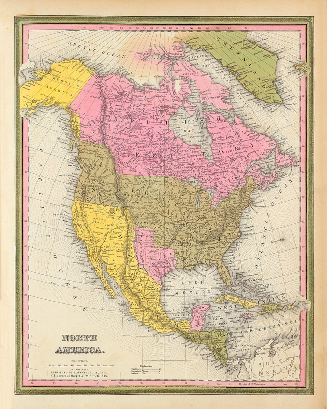 1846 Map of North America - Etsy