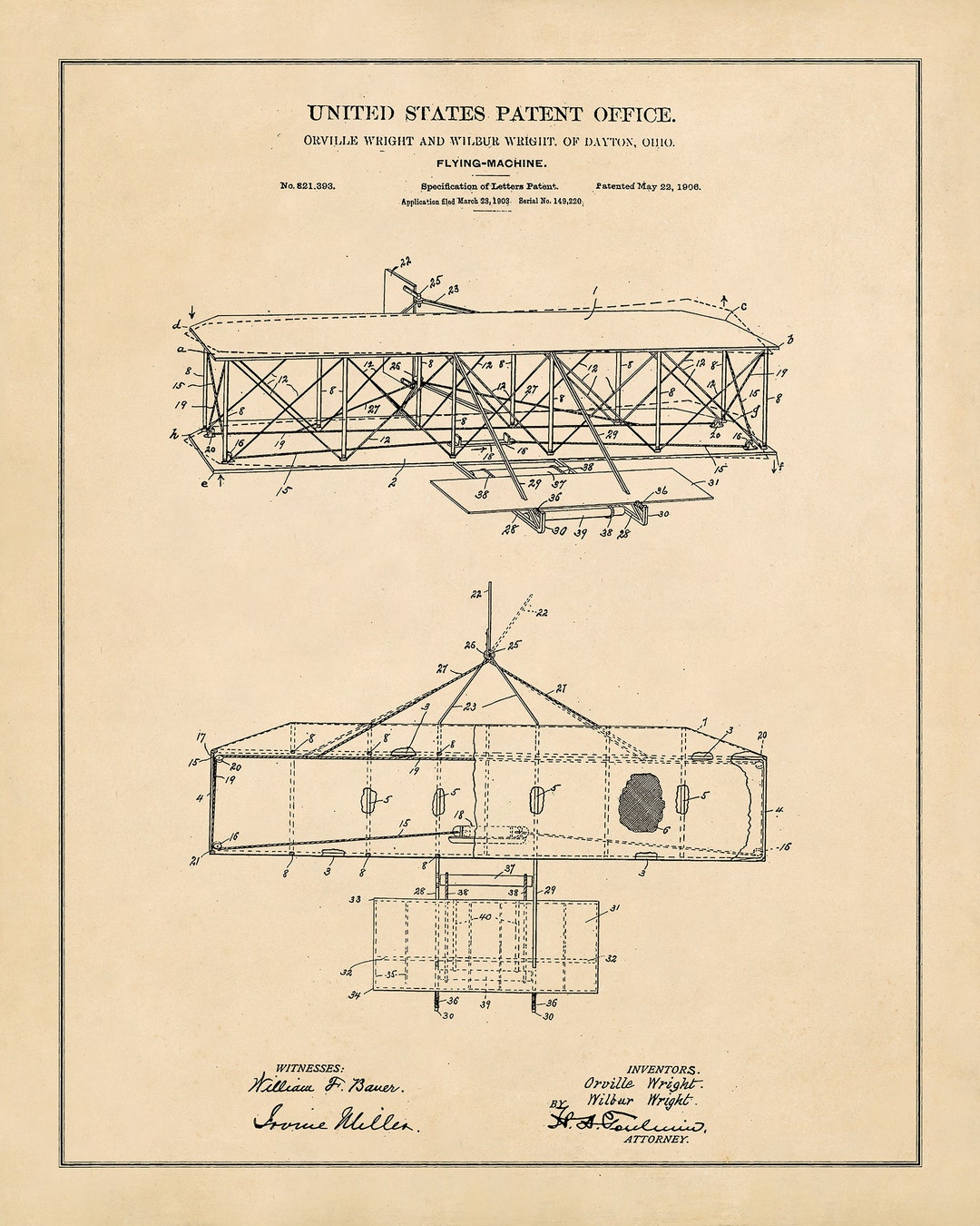 Wright Flyer Patent Print - Etsy