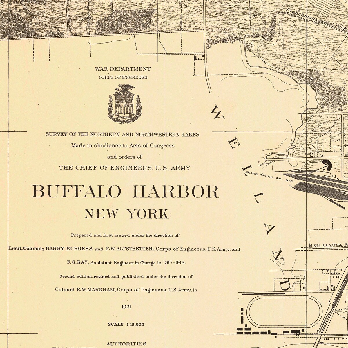 Nautical Chart of Buffalo Harbor 1921 - Etsy