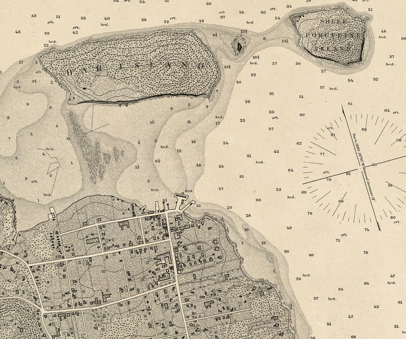 1885 Nautical Chart of Bar Harbor - Etsy
