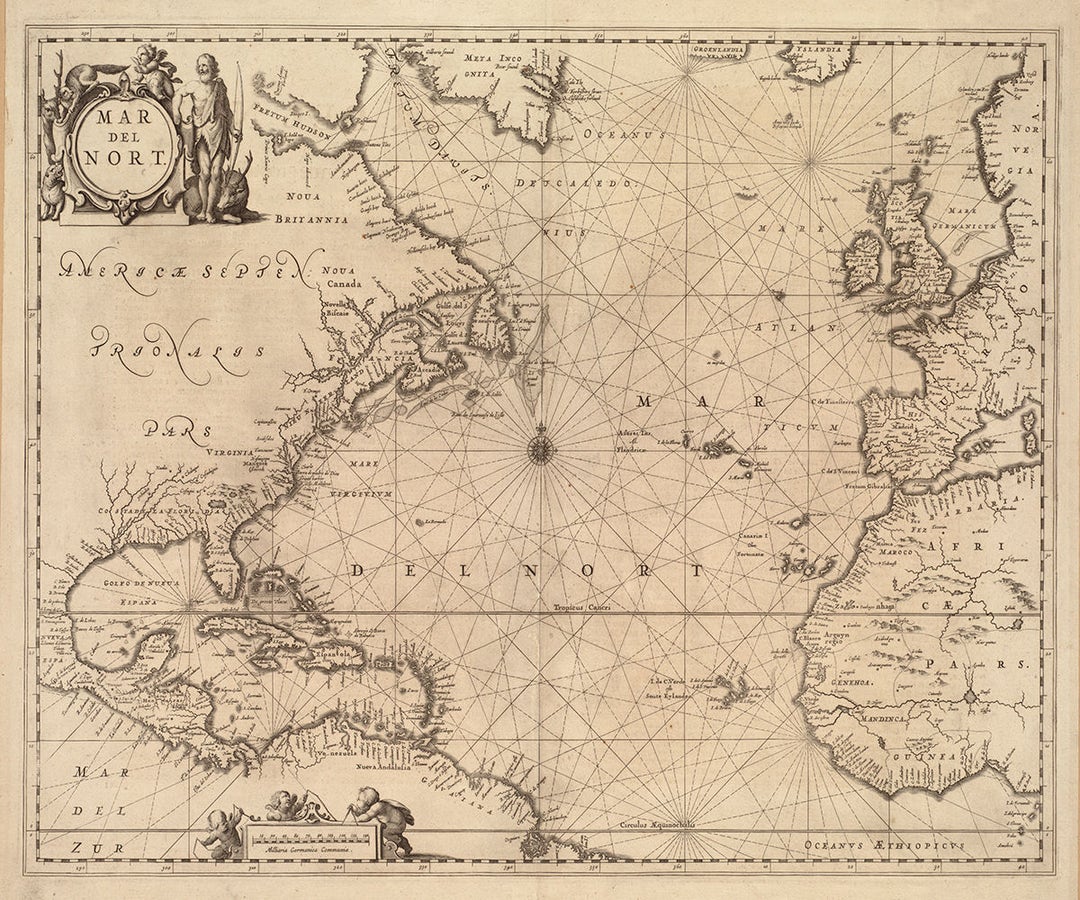 1650 Nautical Chart of the Atlantic Ocean - Etsy