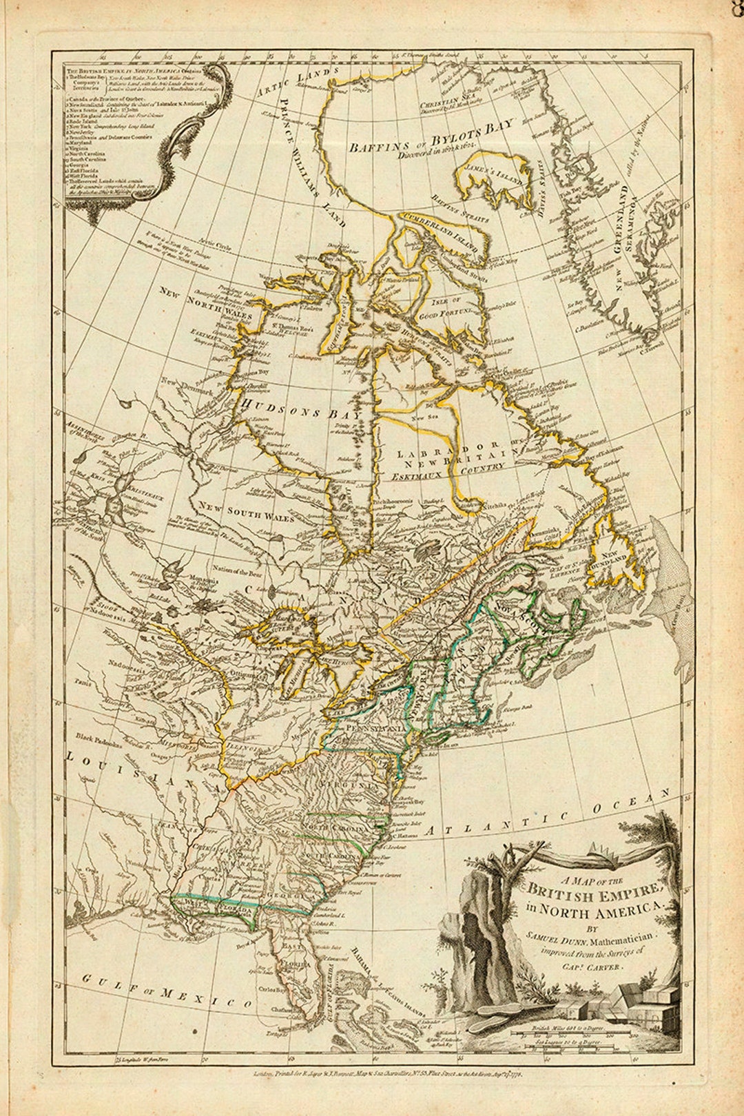 1776 Map of the US and Canada - Etsy