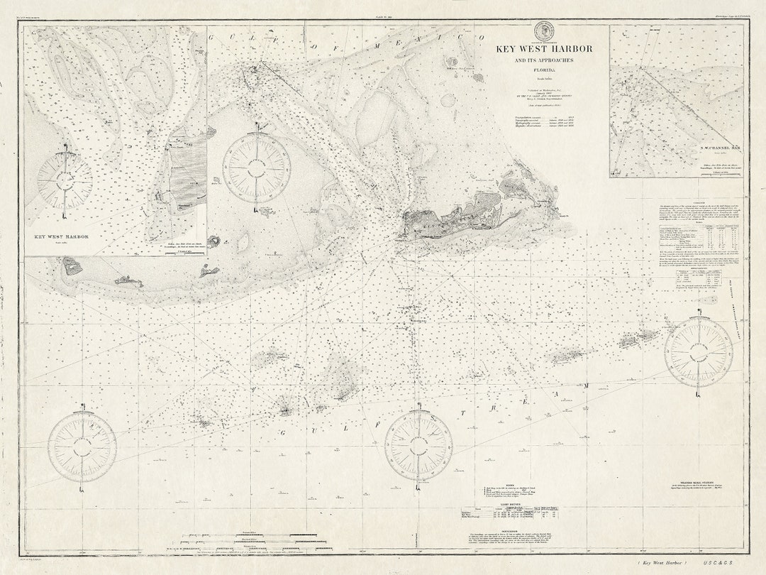 1900 Nautical Chart of Key West Harbor - Etsy
