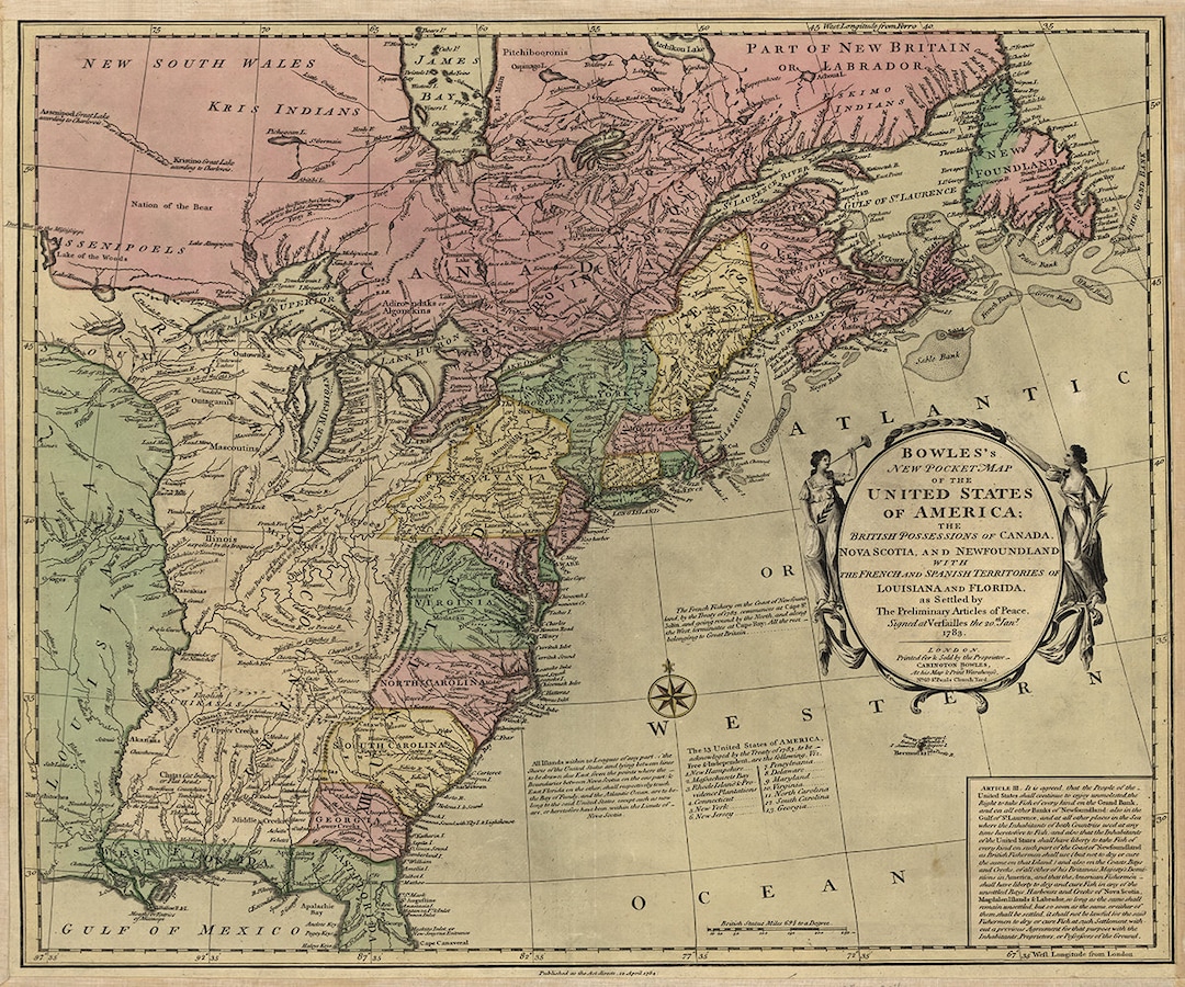 1783 Map of America - Etsy