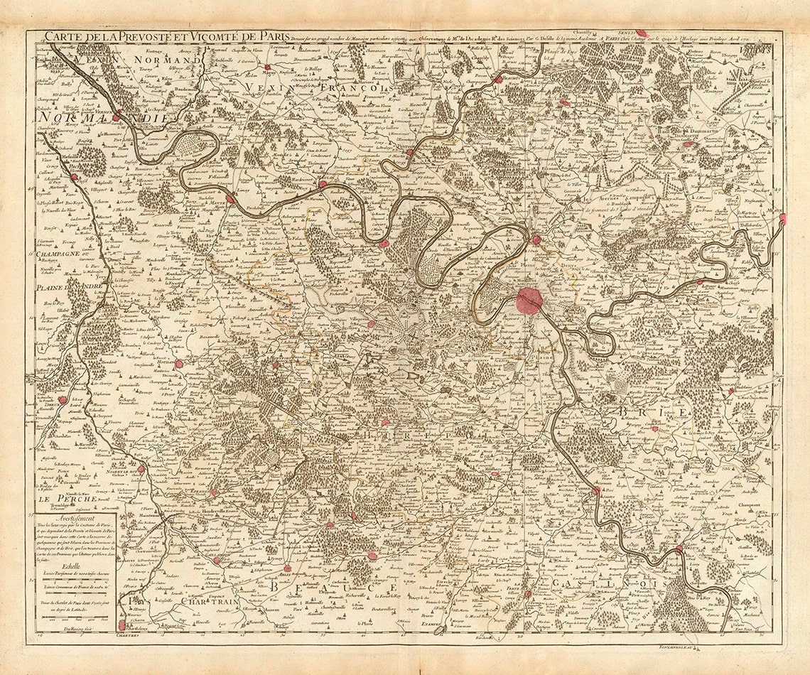 1711 Map of Paris - Etsy