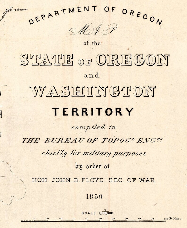 1859 Map of Oregon and Washington - Etsy