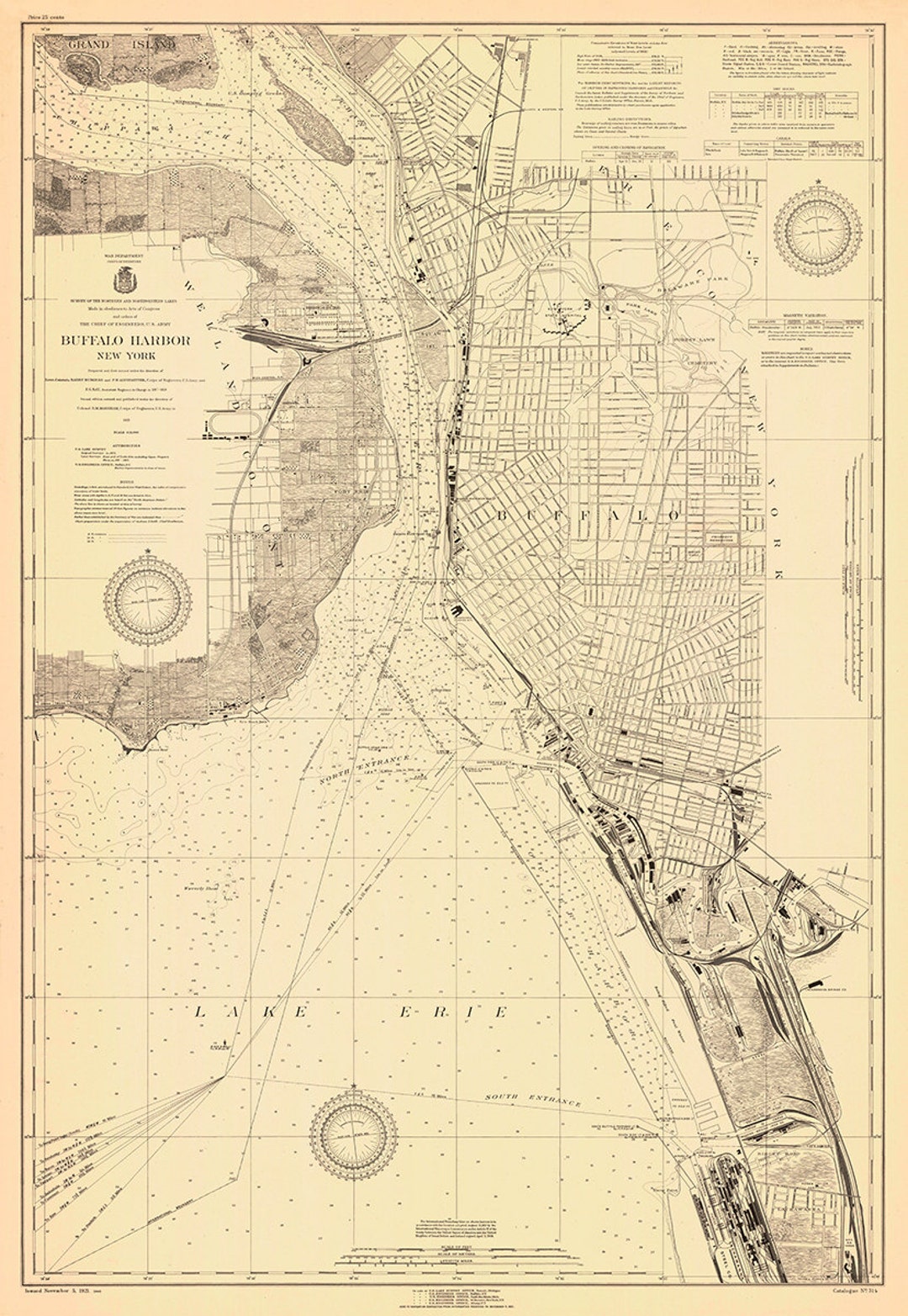 Nautical Chart of Buffalo Harbor 1921 - Etsy