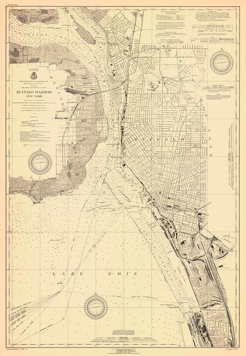 Nautical Chart of Buffalo Harbor 1921 - Etsy