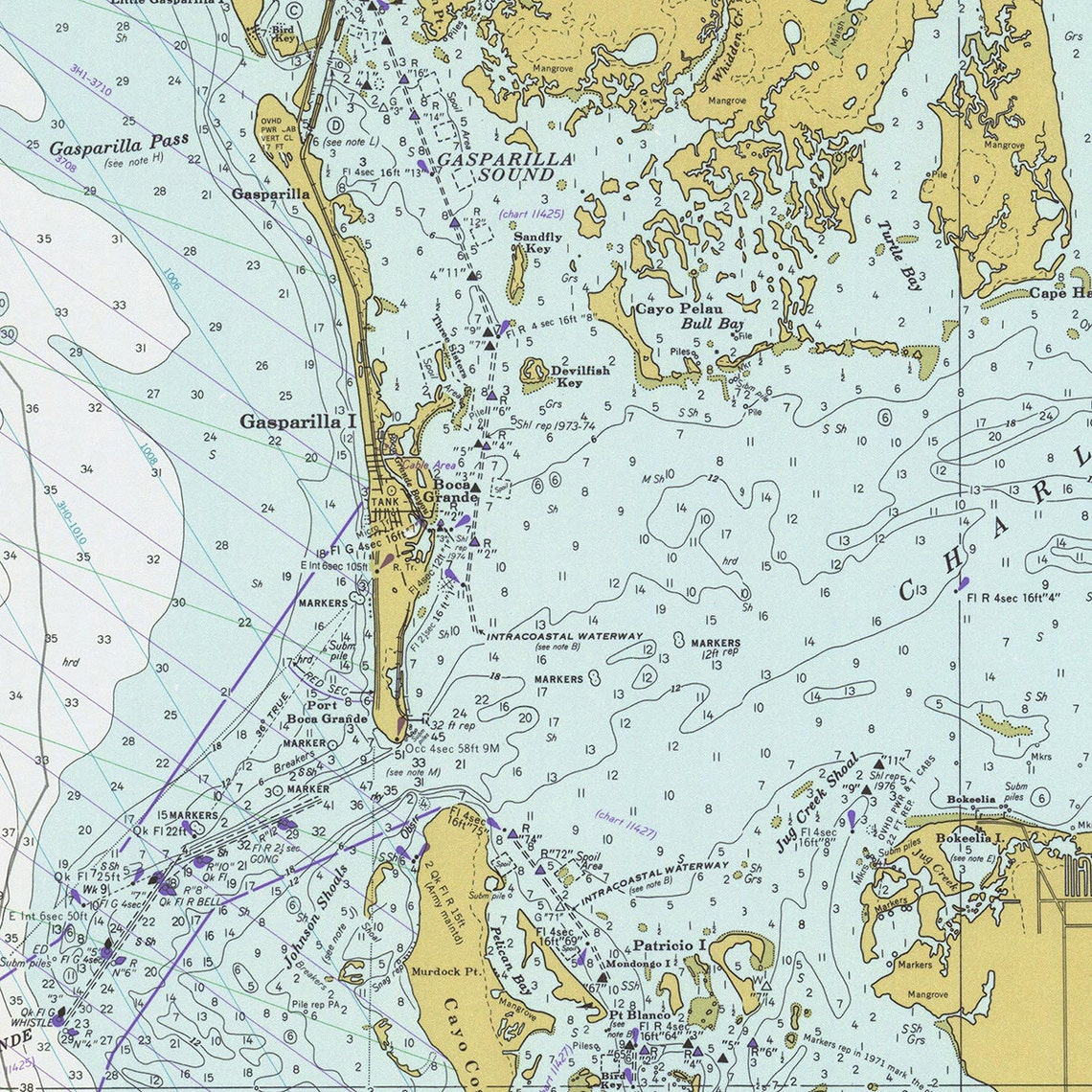 Nautical Chart Estero Bay to Lemon Bay 1977 - Etsy