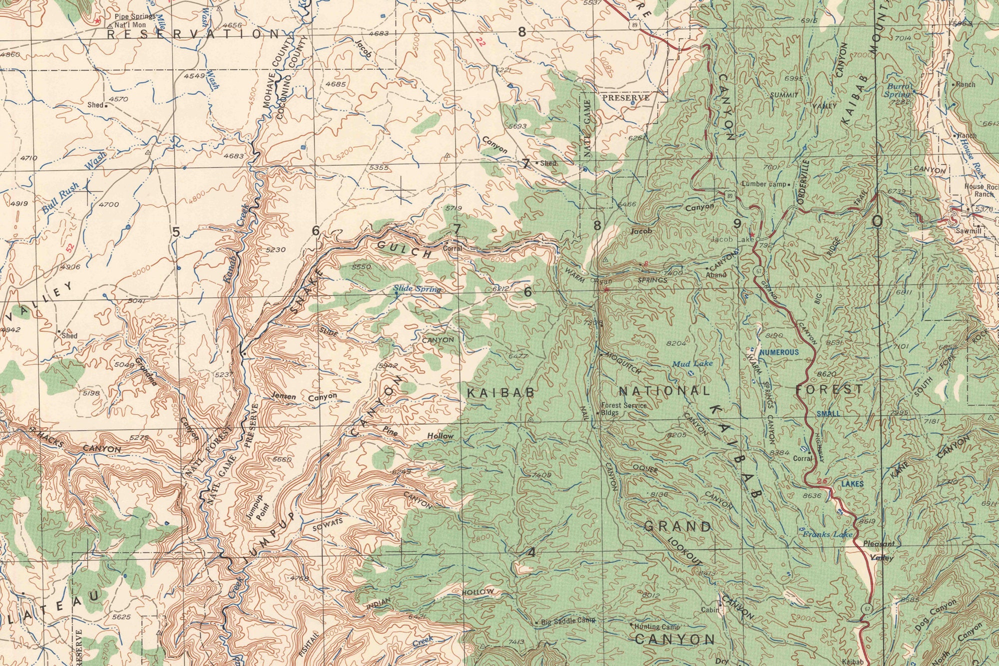 1957 Topographical Map of the Grand Canyon - Etsy