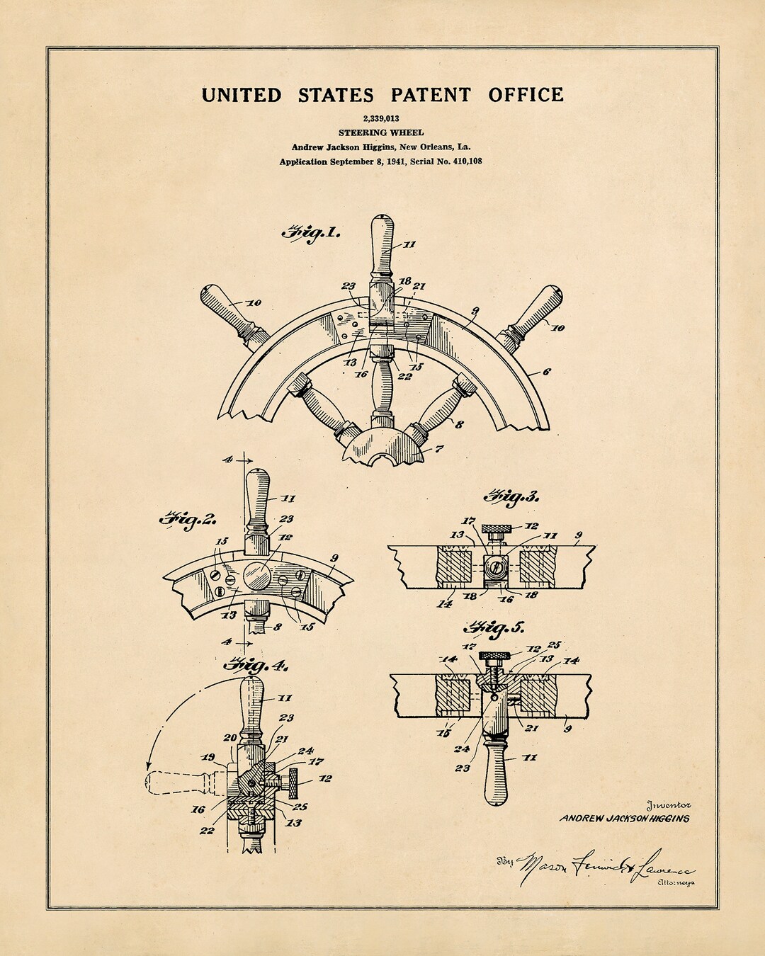 Marine Steering Wheel Patent Print - Etsy