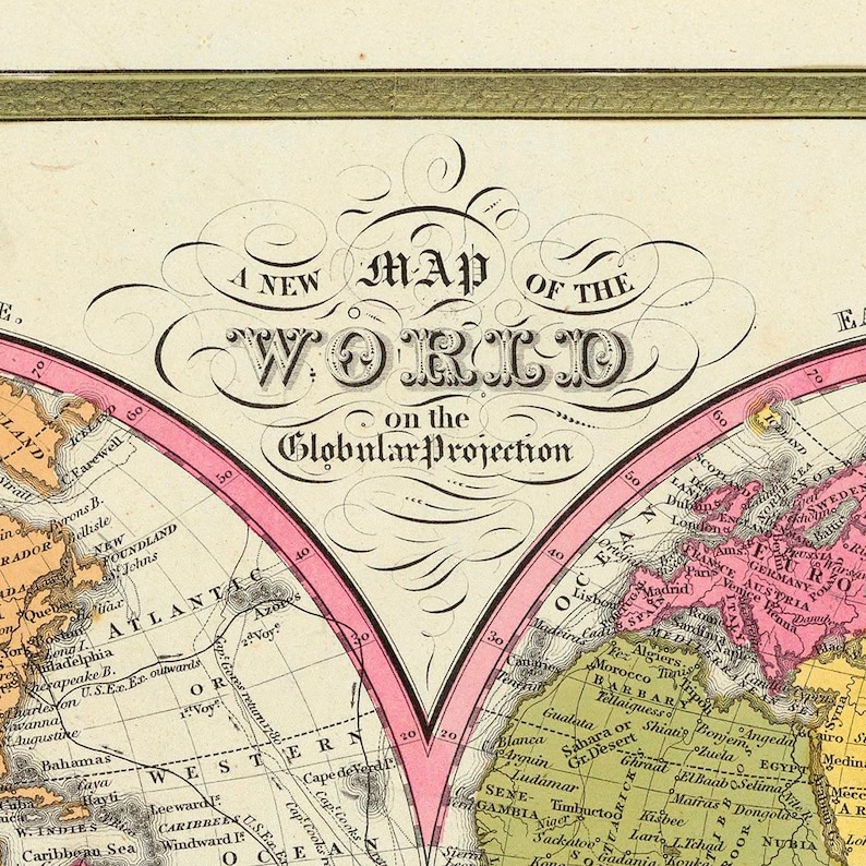 1846 Map of the World - Etsy