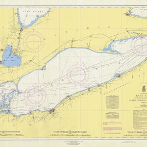 1964 Nautical Chart of Lake Erie - Etsy