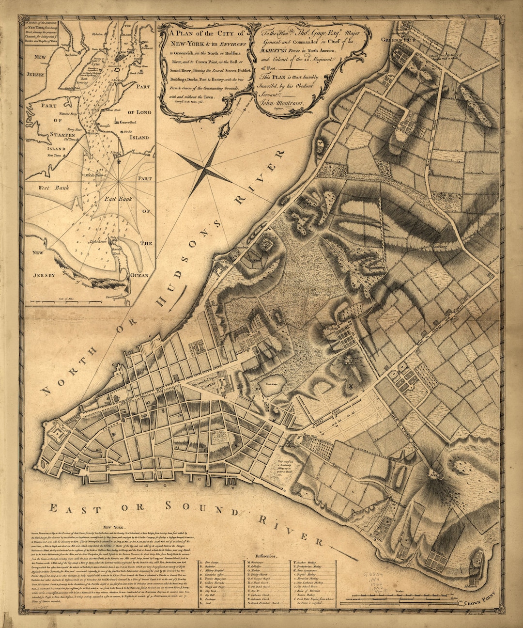1766 Map of New York City - Etsy