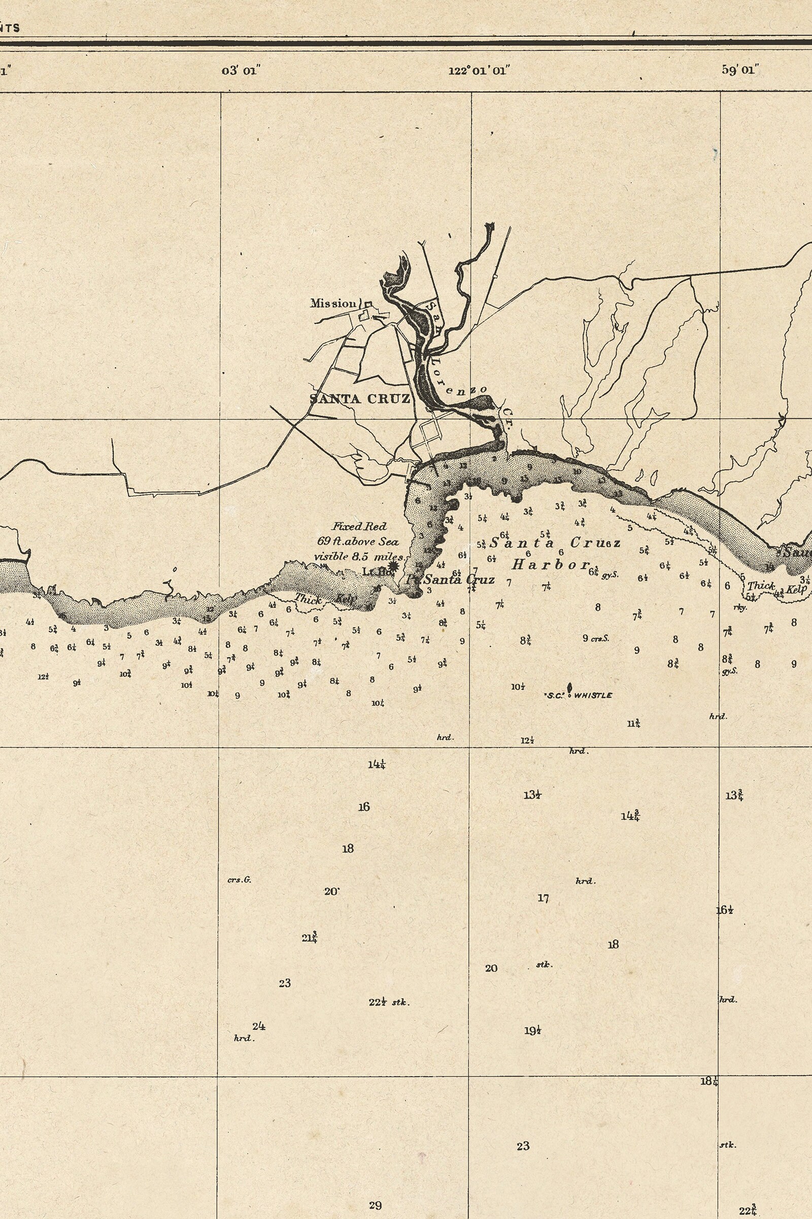 Nautical Chart of Monterey Bay, California - Etsy