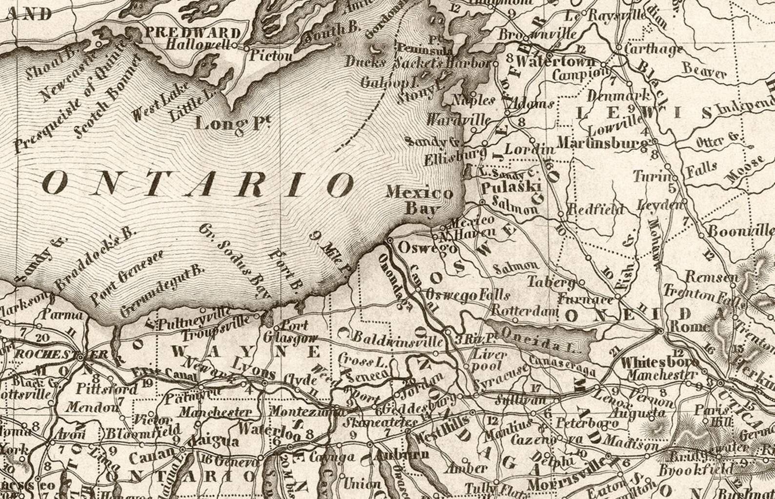 1844 Map of New York State - Etsy