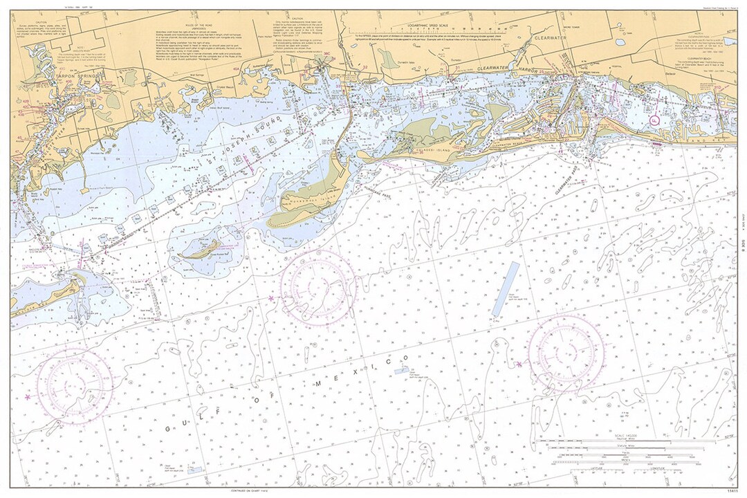 1996 Nautical Chart of Clearwater Harbor - Etsy