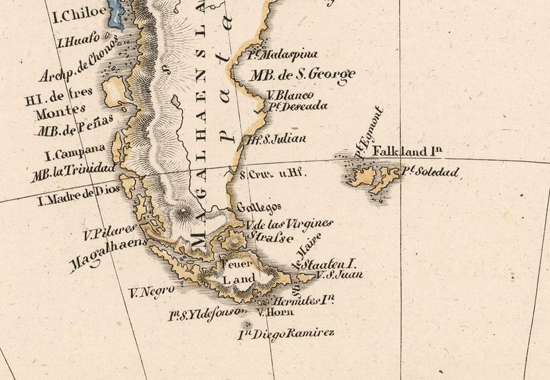 1820 Map of South America - Etsy