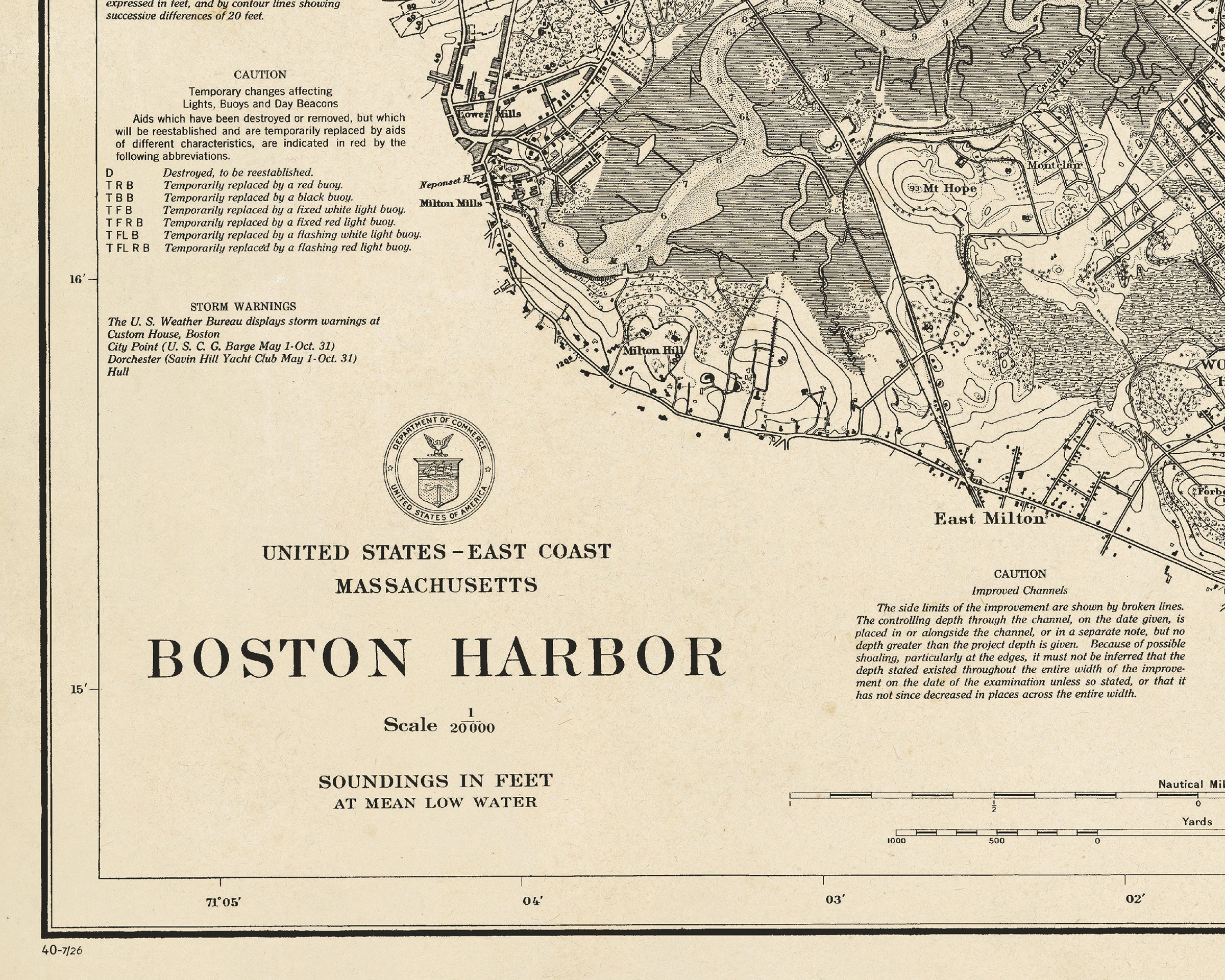 1940 Nautical Chart of Boston Harbor - Etsy