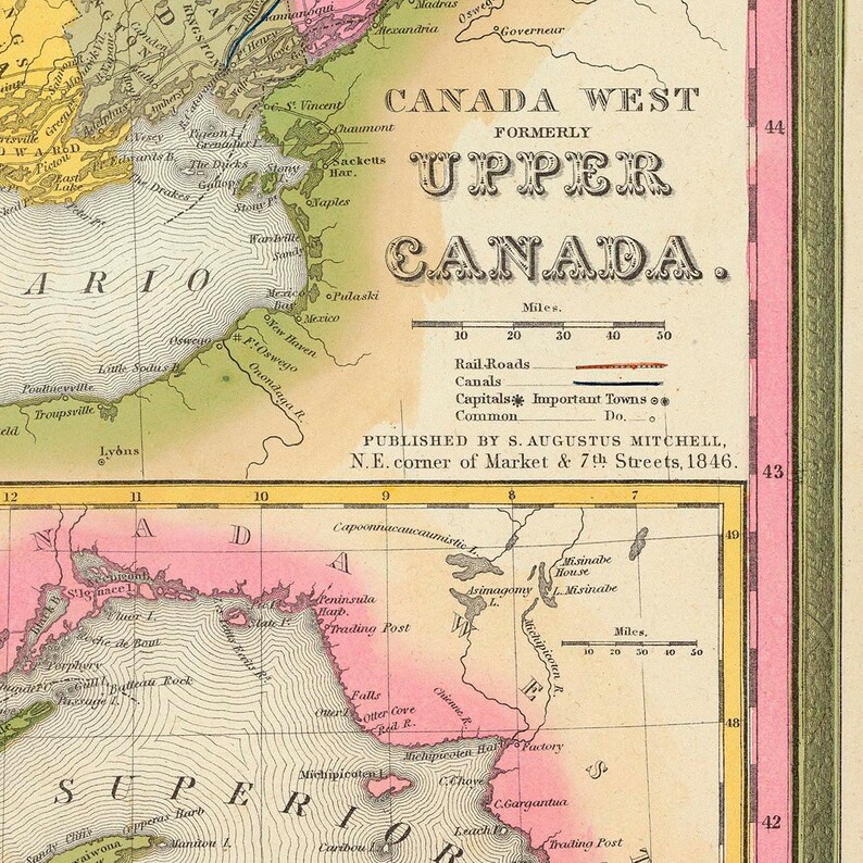 1846 Map of Upper Canada - Etsy