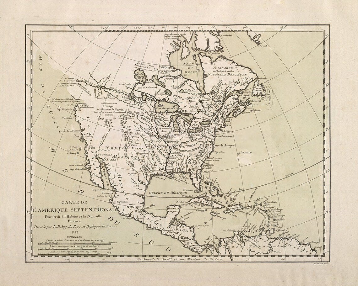 1743 Map of North America - Etsy