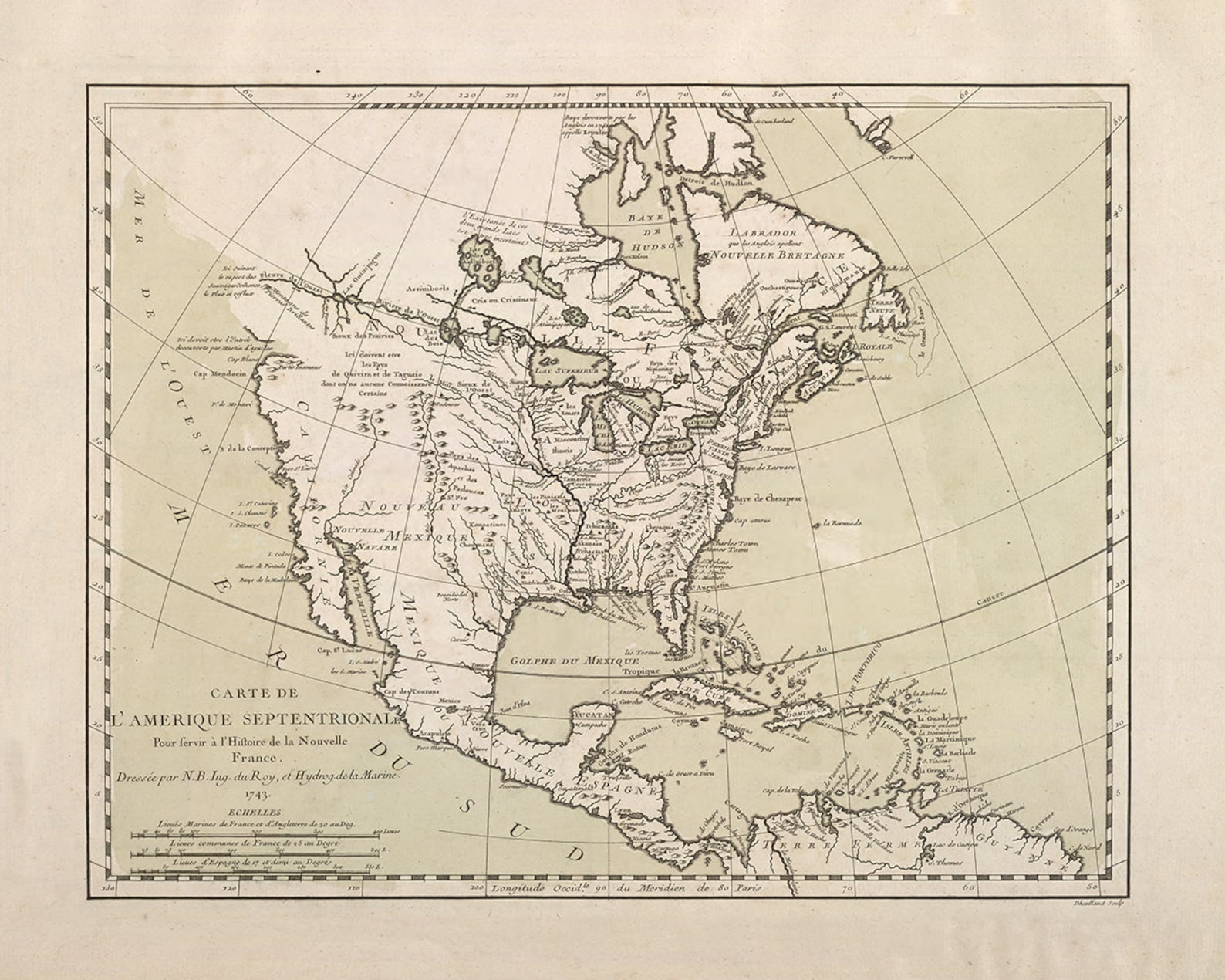1743 Map of North America - Etsy UK