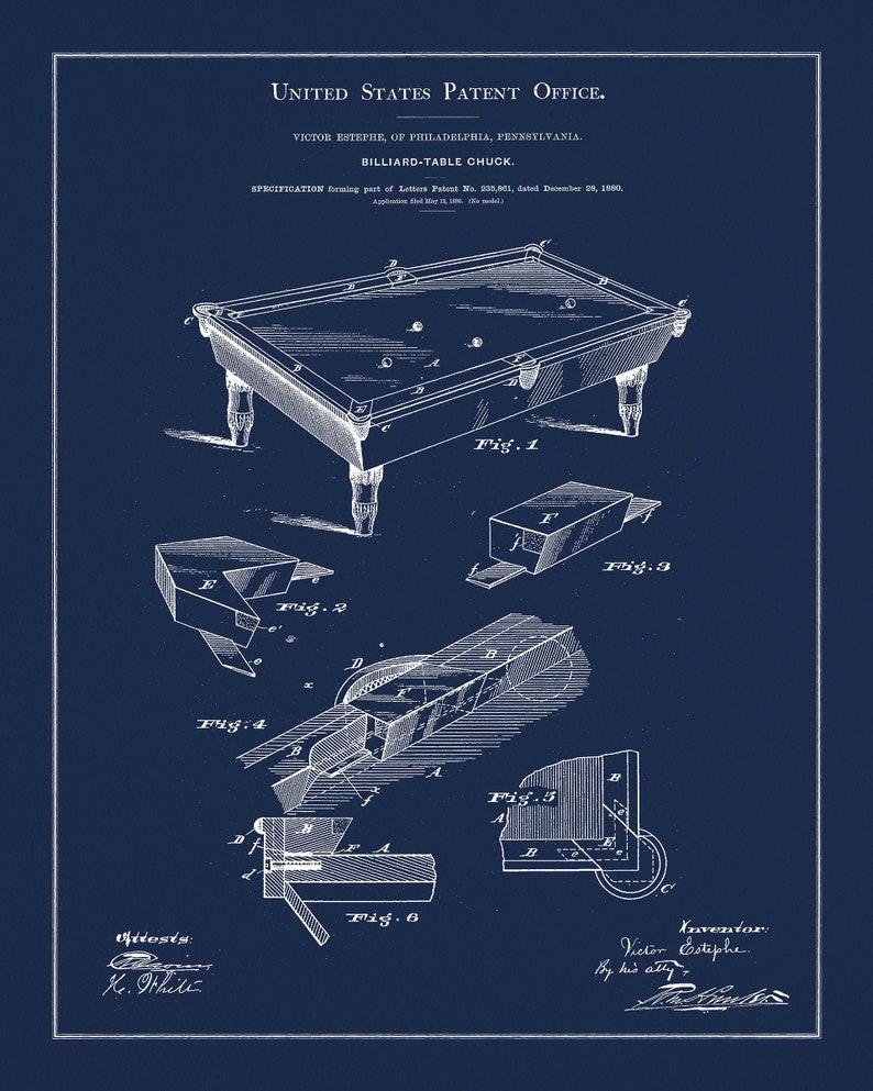 Billiard Table Patent Print - Etsy