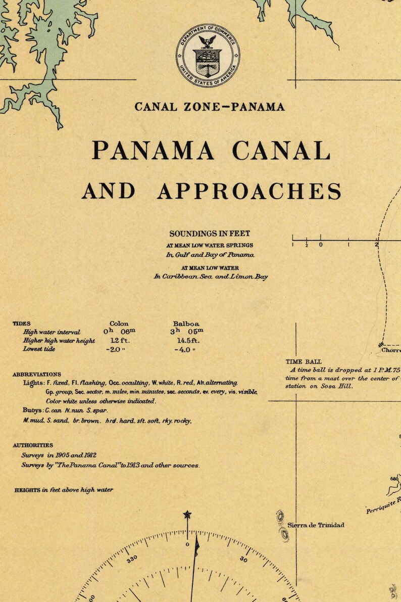 1923 Nautical Chart of the Panama Canal - Etsy UK