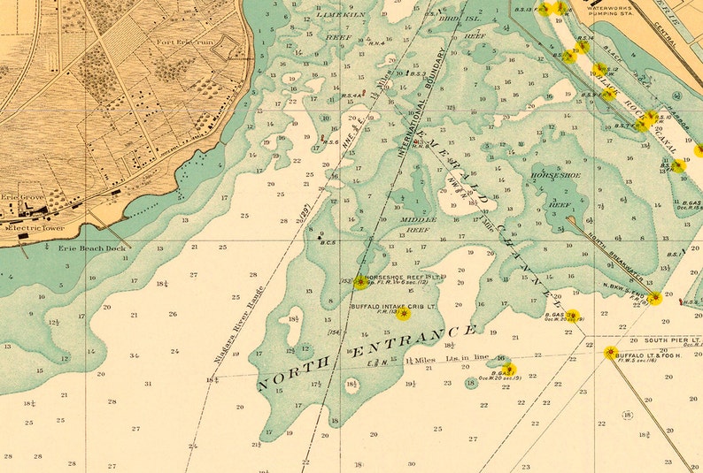 1918 Nautical Chart of Buffalo Harbor - Etsy
