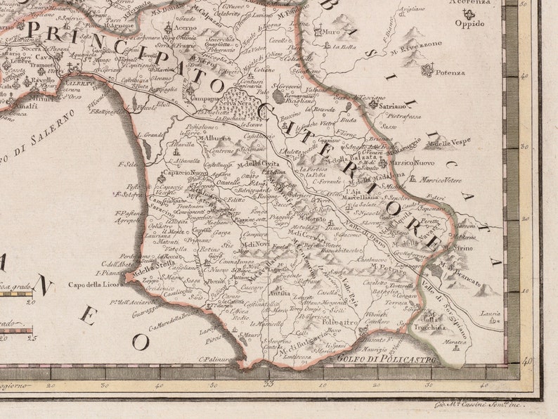 1790 Map of the Campania Region in Italy - Etsy