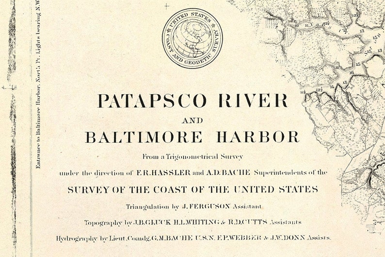 Patapsco River and Baltimore Harbor – 1880 - Etsy