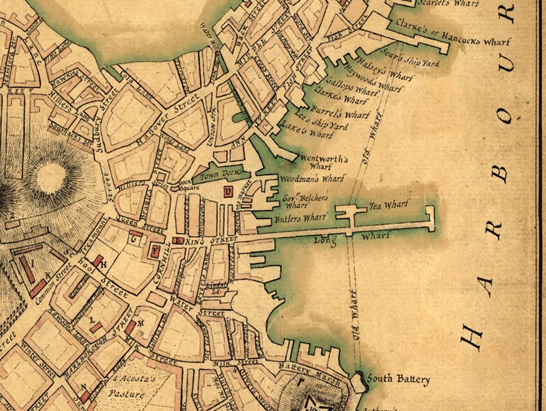 1775 Map of Boston - Etsy