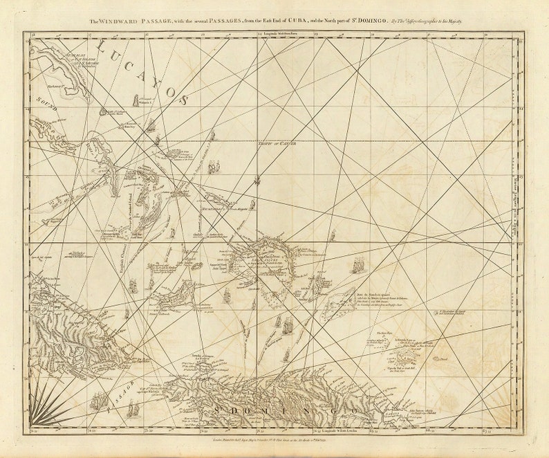 1775 Map of the Windward Passage - Etsy Canada