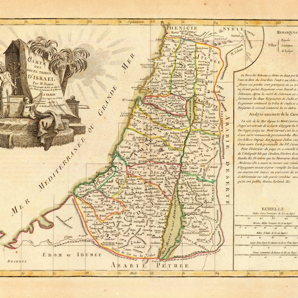 Antique Map of Israel - Etsy
