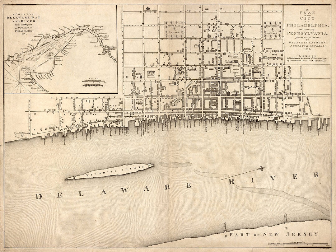 1776 Map of Philadelphia - Etsy