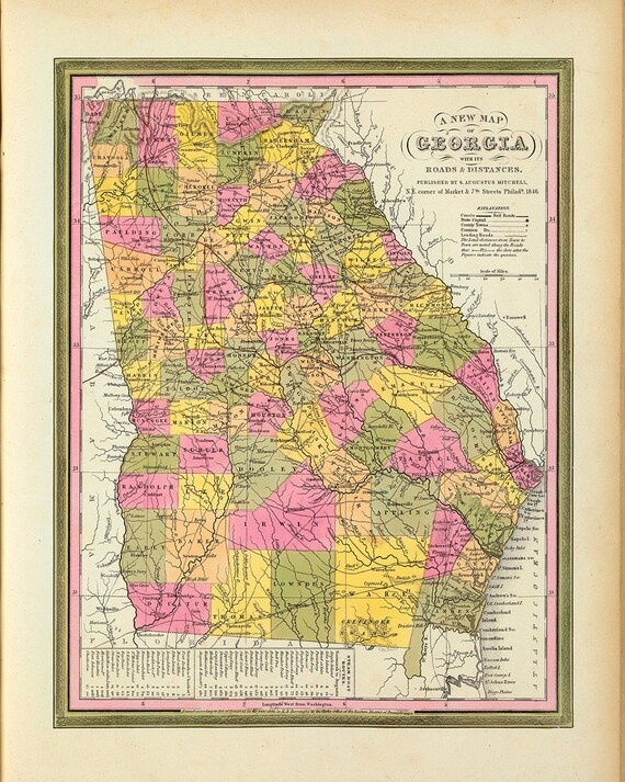 1846 Map of Georgia - Etsy