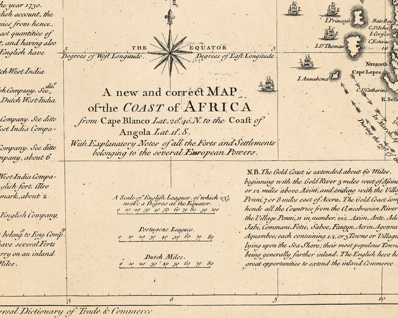 1774 Map of the African Coast - Etsy